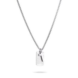 Fynch-Hatton Herren Fynch-Hatton Kette mit Anh&auml;nger &raquo;Schmuck Geschenk Edelstahl Halskette Platte Kreuz&laquo; silber Edelstahl, L: 60 B: 2mm
