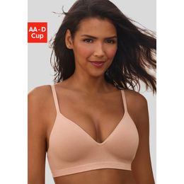 Lascana Damen Lascana Push-up-BH &raquo;COMFY BRA&laquo; ohne B&uuml;gel aus Baumwolle mit Struktur, bequemer BH braun 85, Cup C