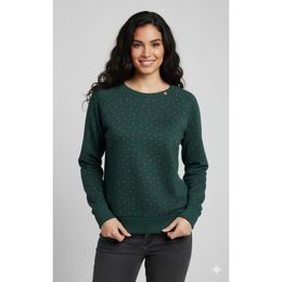 Ragwear Damen Sweatshirt &raquo;JOHANKA MULTIDOTS O&laquo;, aus Baumwolle und Polyester, normale Passform, mit Rundhalsausschnitt gr&uuml;n M