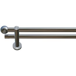 Indeko Gardinenstange &raquo;Colombes&laquo; 2 l&auml;ufig-l&auml;ufig Wunschma&szlig;l&auml;nge silber Eisen B/L: 180cm, 1 Stk., 2 l&auml;ufig
