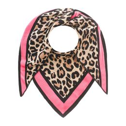 Zwillingsherz Damen Modetuch &raquo;Dreieckstuch BW "Leo Rand"&laquo; Leo mit pinker Lante beige Einheitsgr&ouml;&szlig;e