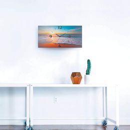 Artland Wanduhr &raquo;Sonnenuntergang und das Meer&laquo; wahlweise mit Quarz- oder Funkuhrwerk, lautlos ohne Tickger&auml;usche blau B/H/T: 60cm x 30cm x 0,3cm, Funkuhr