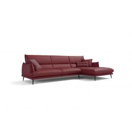Egoitaliano Ecksofa &raquo;FUNNY, hochwertiges & aktuelles Design, bequeme R&uuml;ckenlehne, L-Form&laquo; hochwertiger Sitzkomfort, L-Form rot Leder B/H/T: 265cm x 90cm x 225cm, 