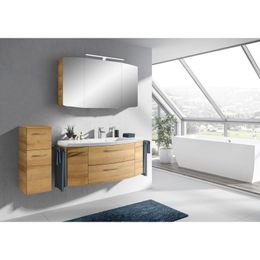 Badm&ouml;bel-Set &raquo;Cassca Sprint 3-teilig Mineralmarmor-Waschtisch mit LED-Spiegelschrank&laquo; 4 Stk. tlg. braun Holzwerkstoff B/H/T: 151cmcm x 200cmcm x 