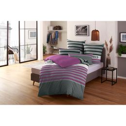 OTTO home Bettw&auml;sche &raquo;Majoran&laquo; 2 Stk. gestreifte Bettw&auml;sche, Marke H.I.S by OTTO home lila Linon, Obermaterial: 100% Baumwolle B/L: 135cm x 200cm, 1 