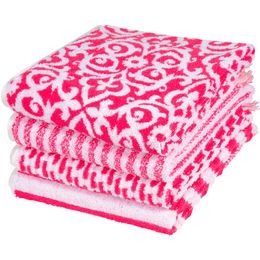 Pad Badetuch &raquo;FAMILY, 70x140 cm&laquo; Made in Europe, verschiedene Muster in einem Set, mit Fransen pink Frottee, Frottee B/L: 70cmx140cm, 4 Stk., Ornament