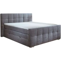 Home Affaire Boxspringbett &raquo;Ros&agrave;&laquo; H3/H3, H3/H4, H4/H4 m&ouml;glich silber Chenille, Liegefl&auml;che B/L: 180cm x 200cm, Gewicht bis: 110 kg + 110 kg H3 + H3, 