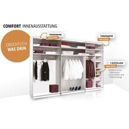 STAUD Kleiderschrank &raquo;Schwebet&uuml;renschrank Includo Glas&laquo; beige Holzwerkstoff Artisan Eiche Dekor, B/H/T: 298cm x 222cm x 68cm, T&uuml;ren: 3 Stk. Comfort
