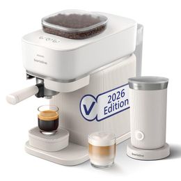 PHILIPS baristina Espressomaschine &raquo;BAR308/00 mit Mahlwerk f&uuml;r ganze Bohnen, Milchaufsch&auml;umer inkl.&laquo; 16 bar Pumpendruck, Naturwei&szlig;​ 1 Espressomaschine