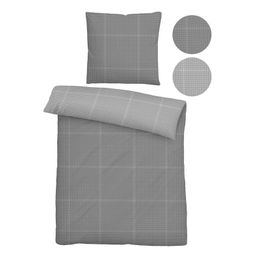 Biberna Wendebettw&auml;sche &raquo;0614606&laquo; 2 Stk. feiner Glanz + weicher Griff, pflegeleicht, ganzj&auml;hrig einsetzbar, RV grau Mako-Satin, Obermaterial: 100% Baumwolle B