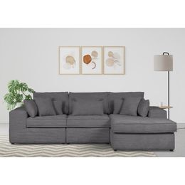 OTTO home Ecksofa &raquo;Enid L-Form&laquo; 3 Teile, bestehend aus Modulen, in vielen Bez&uuml;gen, auch in Breitcord grau 100% Polyester B/H/T: 360cm x 75cm, Cord, 