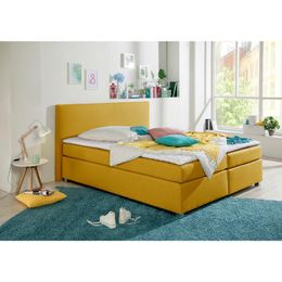 Home Affaire Boxspringbett &raquo;Eliana&laquo; inkl. Topper, in 4 Breiten, 3 Matratzenarten und 2 H&auml;rtegraden gelb Struktur fein, Liegefl&auml;che B/L: 200cm x 220cm 