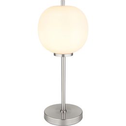 Globo LIGHTING Tischleuchte &raquo;BLACKY I&laquo; E14 1 Stk. Tischlampe Glas opal DM 18,5cm Schlafzimmer Flur silber &Oslash; 18,5cm H: 45cm, 1 Stk.