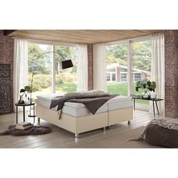 Westfalia Schlafkomfort Boxspringbett &raquo;London in den Breiten 160x200, 180x200cm & 200x200cm&laquo; beige Kunstleder mit Kaltschaum-Topper, Liegefl&auml;che B/L: 200cm x 200cm, Gewicht 