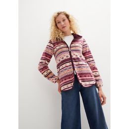 bonprix Damen bonprix Fleecejacke &raquo;Kapuzen-Fleecejacke mit Norweger-Muster&laquo; mit Kapuze mit Norweger-Muster, mit Kapuze, kuscheliges Material wei&szlig; 36/