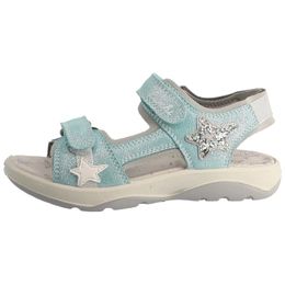 Lurchi M&auml;dchen Sandale &raquo;Fia 1&laquo; Klettschuh mit Glitter, Gr&ouml;&szlig;enschablone zum Download blau 32