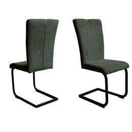 OTTO home Freischwinger &raquo;Oliver&laquo; () 2 Stk.Stuhl belastbar bis 120 Kg gr&uuml;n 92% PES, 8% Nylon B/H/T: 43cm x 98cm x 55cm, 2 Stk., Cord Lederoptik