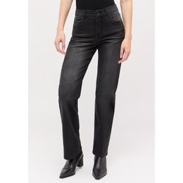 Angels Damen Angels Stretch-Jeans &raquo;LARA&laquo; weite Passform, aus Baumwollmischung, mit Metallrei&szlig;verschluss grau 46, L&auml;nge 32