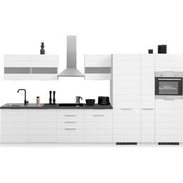 KOCHSTATION K&uuml;chenzeile &raquo;KS-Luhe&laquo; 390 cm breit, wahlweise mit oder ohne E-Ger&auml;ten, gefr&auml;ste MDF-Fronten wei&szlig; B/H/T: 390cm x 60cm, inkl. E-Ger&auml;te (