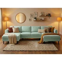 Home Affaire Wohnlandschaft &raquo;Booster II, whlw. mit Schlaffunktion & Bettkasten, Fu&szlig; schwarz&laquo; Sofa in U-Form, Breite 305 cm, in Cord oder Struktur LEO 