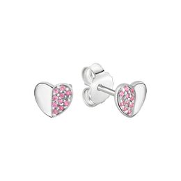 Firetti Damen Paar Ohrstecker &raquo;Schmuck Geschenk Silber 925 Ohrschmuck Ohrringe Herz&laquo; mit Zirkonia (synth.) pink Silber 925 (Sterlingsilber)