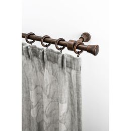 Garesa Gardinenstange &raquo;Sandri Vollrund, Endknopf Reno&laquo; 1 l&auml;ufig-l&auml;ufig Wunschma&szlig;l&auml;nge Vorhanggarnitur aus Holz, verl&auml;ngerbar, mit Ringe braun 