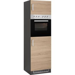 KOCHSTATION Backofen/K&uuml;hlumbauschrank &raquo;KS-Gera&laquo; Breite 60 cm grau Holzwerkstoff grafit, B/H/T: 60cm x 200cm x 60cm, T&uuml;ren: 2 Stk.