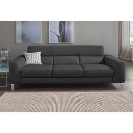 Calia italia 3-Sitzer &raquo;Simon, toller Sitzkomfort, italienisches Designsofa&laquo; in zwei Lederqualit&auml;ten schwarz Leder SORRENTO - 100% Leder;Leder BULL - 