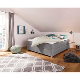 Home Affaire Boxbett &raquo;Alexis&laquo; ohne Kopfteil - ideal f&uuml;r R&auml;ume mit Dachschr&auml;gen; in 4 Breiten grau Struktur fein (100% Polyester) Struktur fein, 