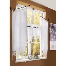 HOSSNER - ART OF HOME DECO Querbehang &raquo;Gro&szlig;glockner&laquo; Schlaufen 1 Stk. tlg. HxB: 50x125 wei&szlig; Baumwolle 50cm, Schlaufen, 125cm