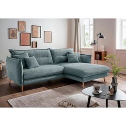 Home Affaire Ecksofa &raquo;Lazio, 255 x 180 cm, modern und bequem&laquo; zwei verschiedene Fu&szlig;farben w&auml;hlbar blau 93% Polyester, 7% Polyamid B/H/T: 255cm x 94cm 