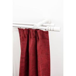 Garesa Gardinenstange &raquo;PEMPIA&laquo; &Oslash; 20 mm 2 l&auml;ufig-l&auml;ufig Wunschma&szlig;l&auml;nge Vorhanggarnitur, verl&auml;ngerbar, Knopf m.Ausschnitte wei&szlig; Holzwerkstoff, Metall B/