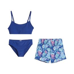 bonprix M&auml;dchen bonprix Badeanzug Set, 3er, 3er Set, mit passender Badeshorts, aus elastischem Material 164/170, N-Gr