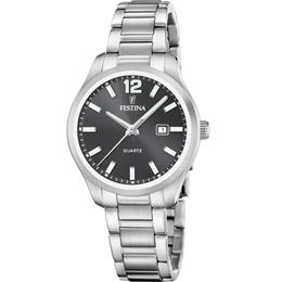 Festina Damen Quarzuhr &raquo;Classic Steel&laquo; Armbanduhr, Damenuhr, Edelstahlarmband, analog, Tag silber Einheitsgr&ouml;&szlig;e