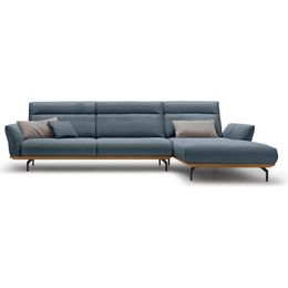 Creation BY ROLF BENZ Ecksofa &raquo;CR.460 Designsofa mit erstklassigem Sitzkomfort&laquo; Sockel in Nussbaum, Winkelf&uuml;&szlig;e in Umbragrau, Breite 338 cm blau 