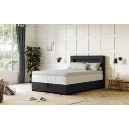 COTTA Boxbett &raquo;Kelly&laquo; ausgestattet mit LED-Licht, inkl. Bettkasten schwarz 100% Polyester Struktur fein, Liegefl&auml;che B/L: 140cm x 200cm, H3, 5-Zonen-