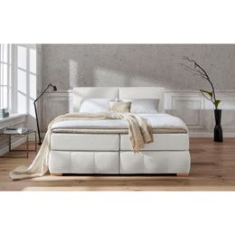 Home Affaire Boxspringbett &raquo;Wehma&laquo; inkl. Topper in 3 verschiedenen Matratzen, auch in Samtstoff beige Struktur fein (100% Polyester) Struktur fein, 