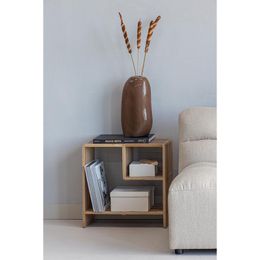 Woood Beistelltisch &raquo;Jasmijn aus recyceltem Teakholz mit zus&auml;tzlichem Fach 55x30x55 cm&laquo; Organische Formgebung, zus&auml;tzliches Fach, vormontiert 
