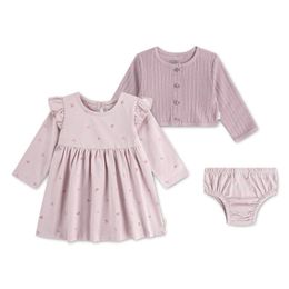 Huggies Babywear M&auml;dchen HUGGIES babywear Kleid & Hose &raquo;HUGG 3PC DRESS SET&laquo; Set, 3 & Strickjacke mit Allover-Schleifenprint - for Girls rosa 2 (3M/62)