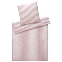 Elegante Bettw&auml;sche &raquo;Svaneke&laquo; 2 Stk. angenehmes Hautgef&uuml;hl rosa Seersucker, Obermaterial: 100% Baumwolle B/L: 135cm x 200cm, 1 Stk., 1 Stk., Seersucker, B/L: 