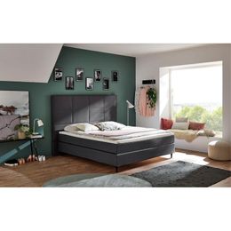 Home Affaire Boxspringbett &raquo;Linja&laquo; mit Hotelbett-Charakter, Komfortliegeh&ouml;he und Topper inklusive grau Liegefl&auml;che B/L: 140cm x 200cm, H3, 7-Zonen-