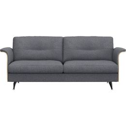 FLEXLUX 2,5-Sitzer &raquo;Glow Sofa, Couch,&laquo; Premium-Sitz: Kaltschaum & Federkern, Arml. Walnuss, Fu&szlig; Alu blau 62% Polyester/17%Baumwolle/14%Viscose/7%