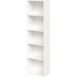FMD B&uuml;cherregal &raquo;Bitz&laquo; offene F&auml;cher, variable Einlegeb&ouml;den, Breite: 44,4 oder 71,2 cm wei&szlig; Holzwerkstoff B/H/T: 44,4cm x 168,7cm x 28cm, 5 Stk. 