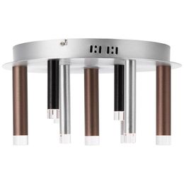 Brilliant Deckenleuchte &raquo;Cembalo&laquo; LED-Modul 1 Stk. Warmwei&szlig; LED Deckenlampe 9flg alu/schwarz/braun schwarz 9, &Oslash; 40cm H: 21,5cm, 1 Stk.