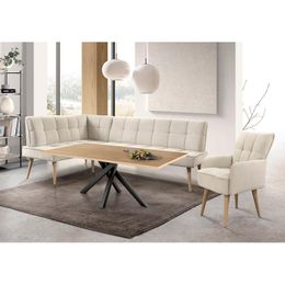 exxpo - sofa fashion Eckbank &raquo;Latte&laquo; moderne Sitz- und R&uuml;ckensteppung, bequem und elegant, hoher Holzfu&szlig; 94% PES, 6% NY B/H/T: 234cm x 95cm x 156cm, 