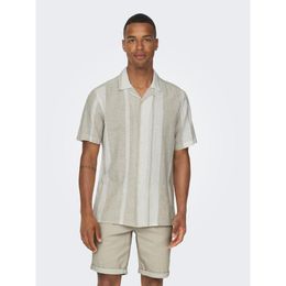 Only & Sons Only & Sons Herren ONLY & SONS Kurzarmhemd &raquo;ONSCAIDEN SS STRIPE LINEN RESORT NOOS&laquo; gr&uuml;n M, N-Gr