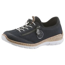 Rieker Damen Slip-On Sneaker Slipper, Schlupfschuh mit Au&szlig;enrei&szlig;verschluss blau 39
