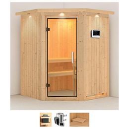 Karibu Sauna &raquo;Nanna&laquo; Set, Ofen 3,6 kW externe Strg.easy beige Saunaofen, externe Steuerung, 3,6 kW