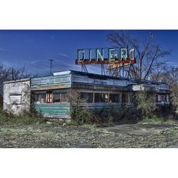 papermoon Fototapete &raquo;VINTAGE DINER-ROUTE 66 VERLASSENER ORT RETRO AMERIKA&laquo; bunt Vlies B/L: 2m x 1,49m, Bahnen: 4 Stk.
