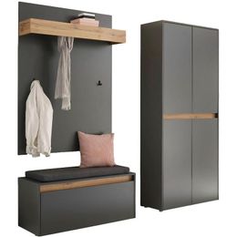 Home Affaire Garderoben-Set &raquo;City/Giron, moderne Garderobe, viel Stauraum, ca. 40 Schuhe&laquo; Set, 3 Stk. tlg. grau Holzwerkstoff B/H/T: 185cmcm x 200cmcm